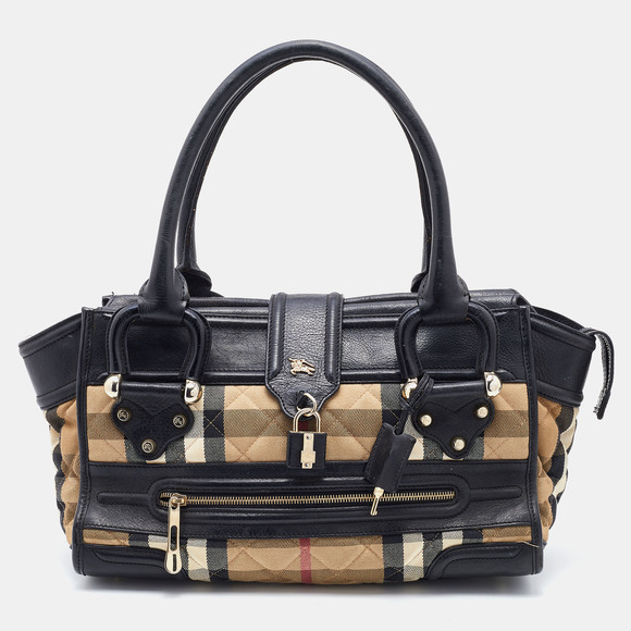 Burberry | Bags | Burberry Beigeblack Quilted Nova Check Canvas And ...